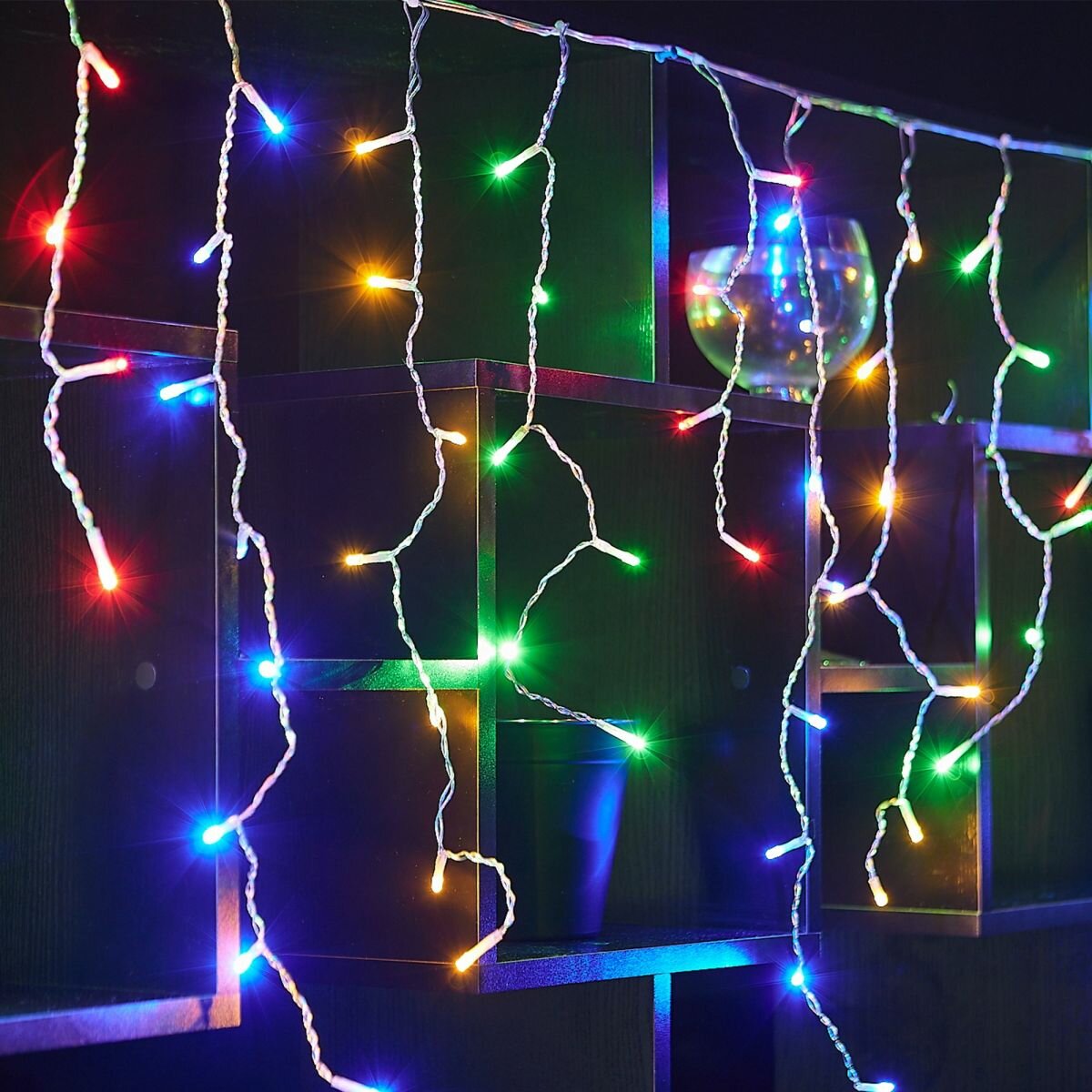 Гирлянда светодиодная «Бахрома» ULD-B2007-100/TTK MULTI IP44 2м 100LED MULTI с эффектом мерцания соединяемая провод прозр. Uniel UL-00007208