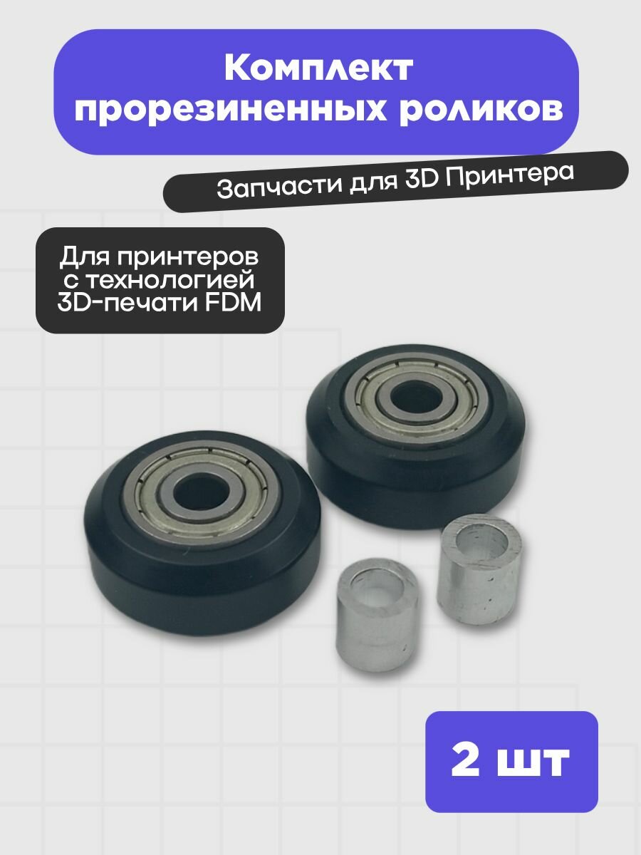 Комплект прорезиненных роликов для 3D принтера (2 шт)