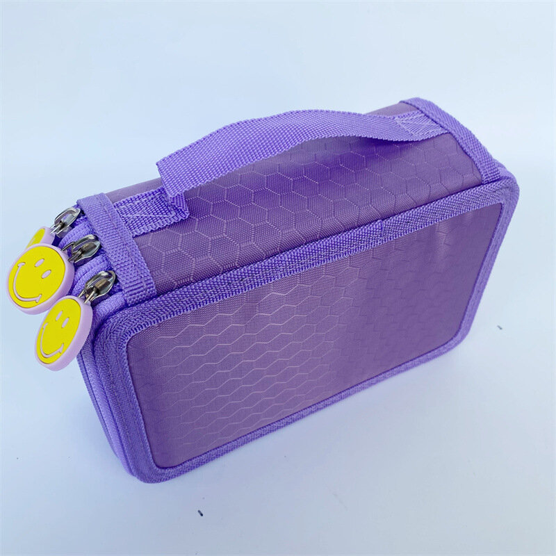 Пенал "Смайлик", для студентов, 48 отделений, фиолетовый