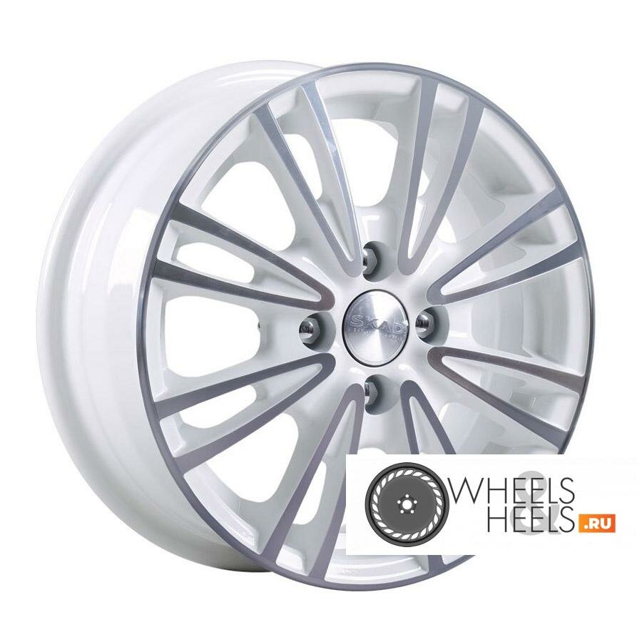 Диск автомобильный литой Скад Пантера 14x5.5 4x100 et39 dia67.1 Белый с полированной лицевой поверхностью