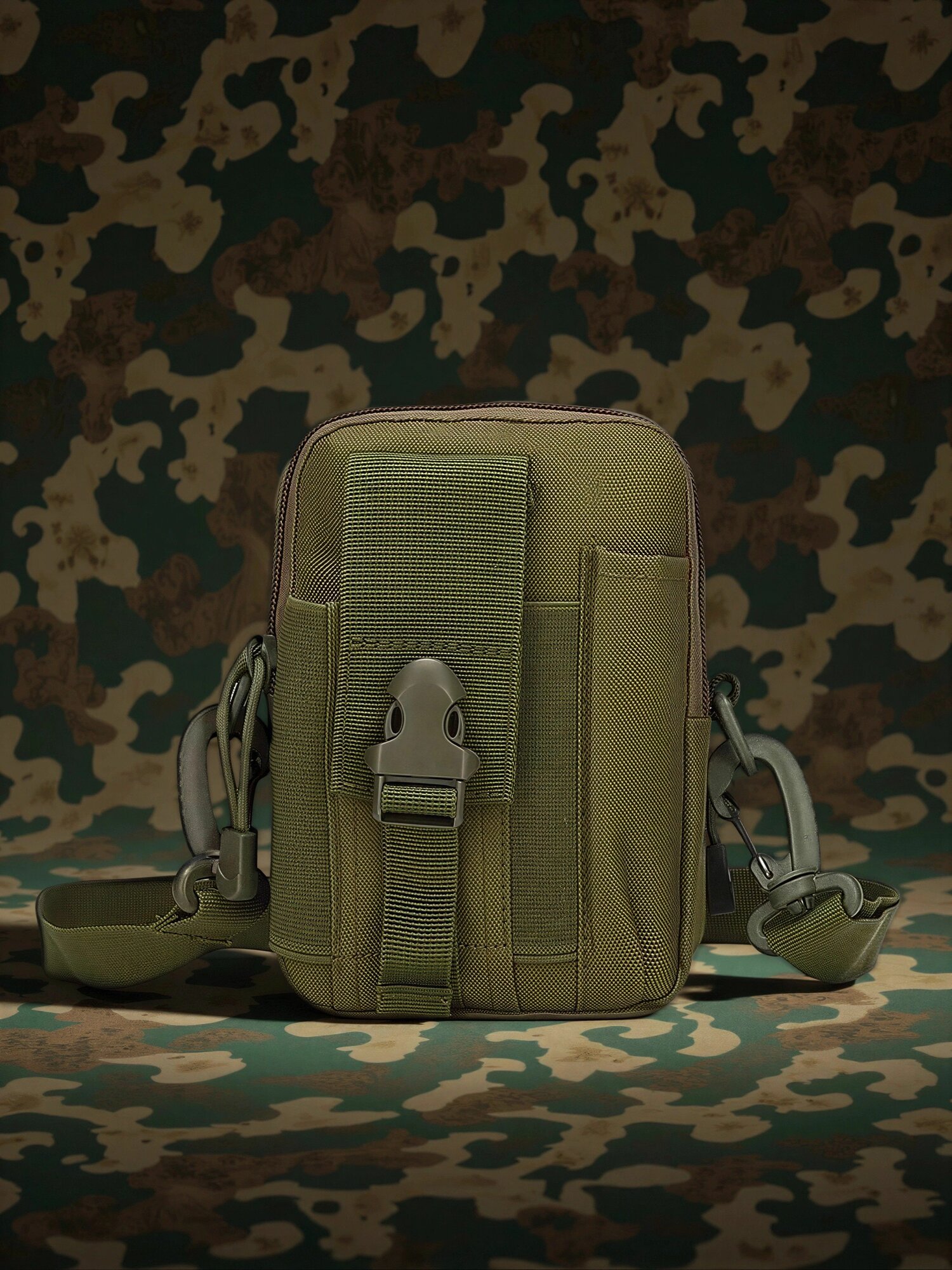 Тактический подсумок-органайзер на пояс с ремешком, оливковый