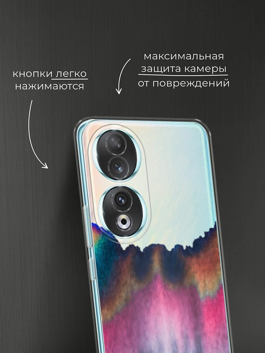Чехол на Honor 90 / Хонор 90 с принтом Акварельная абстракция, прозрачный — фото 1
