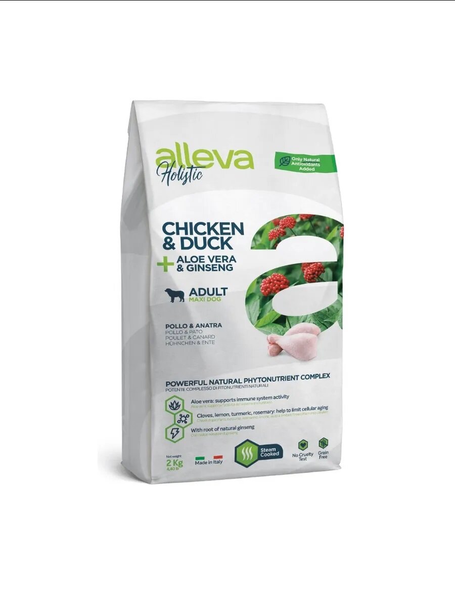 ALLEVA HOLISTIC сухой корм для взрослых собак с курицей и уткой, Макси 2 кг
