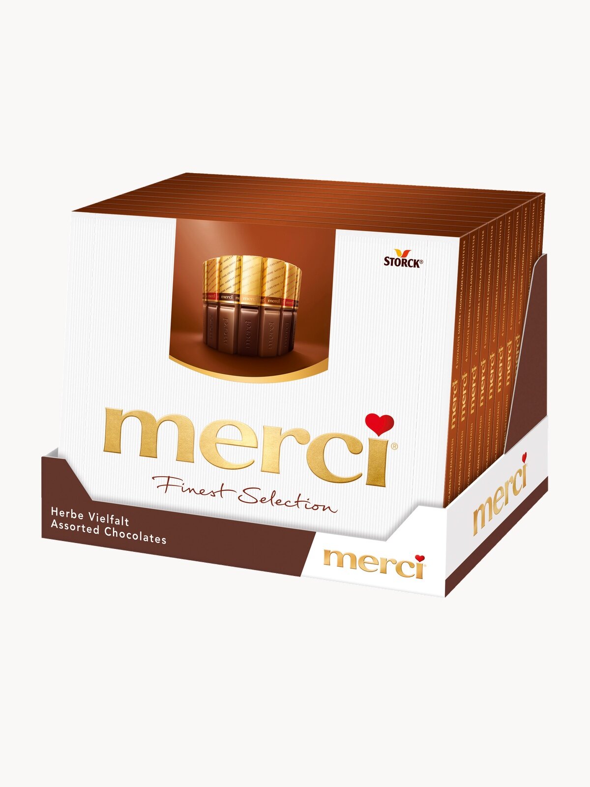 Шоколадные конфеты merci ассорти из темного шоколада 250 гр. (10 шт. в коробе)