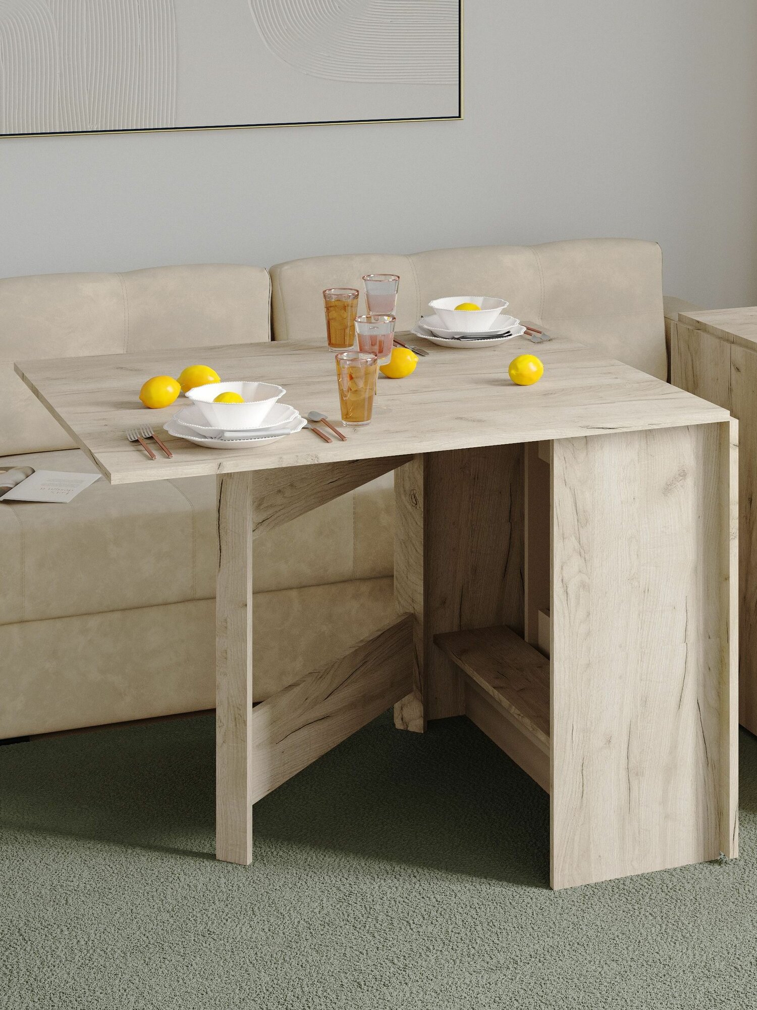 Стол ARNIKA "Дуб Крафт Серый", кухонный, складной, ЛДСП, 34x85x75 см