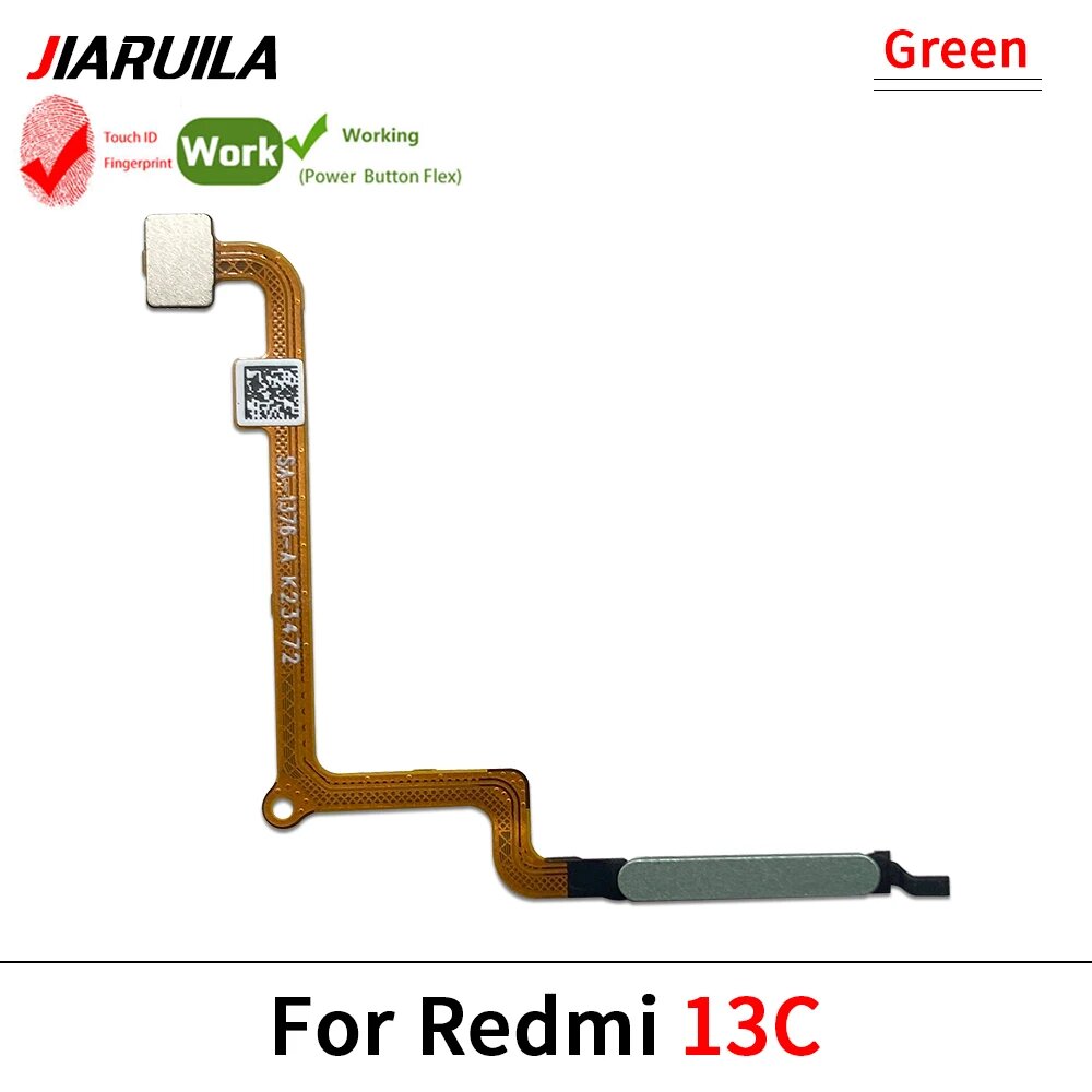 Новый ремонтный сканер отпечатков пальцев для Xiaomi Redmi 13C 12 12C 10C ID, кнопка «Домой», меню отпечатков пальцев, датчик распознавания клавиш возврата Redmi 13C Green