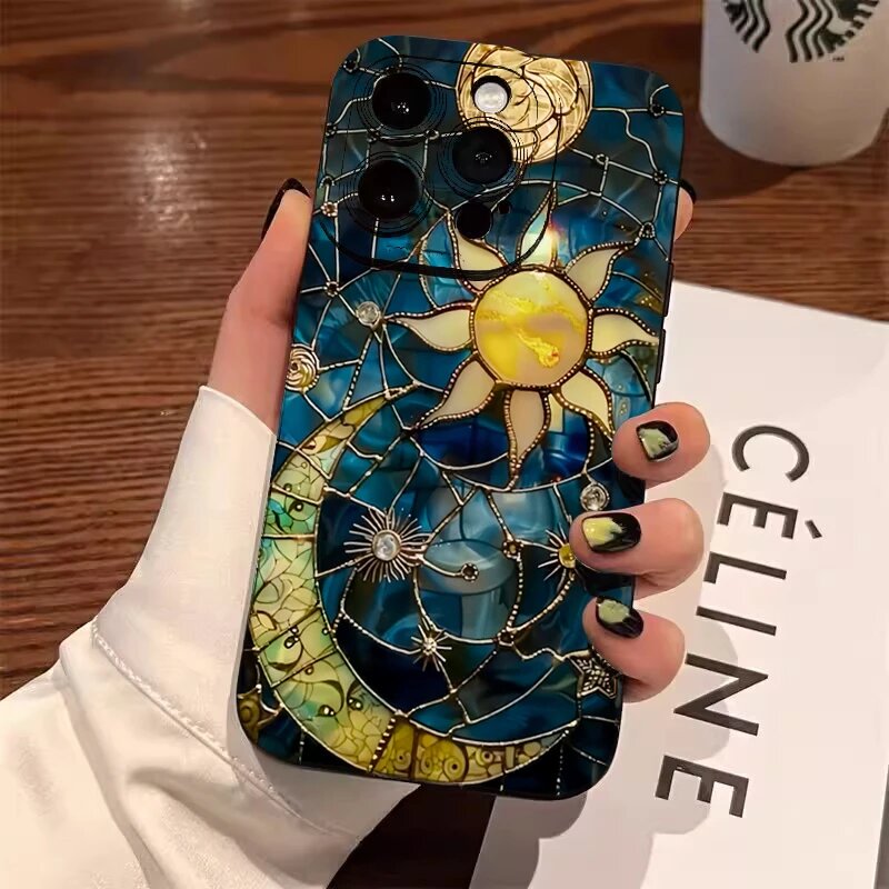 Чехол для телефона с эстетическим принтом «Солнце и Луна» для iPhone 17, 16, 15, 14, iPhone17 Про, 1