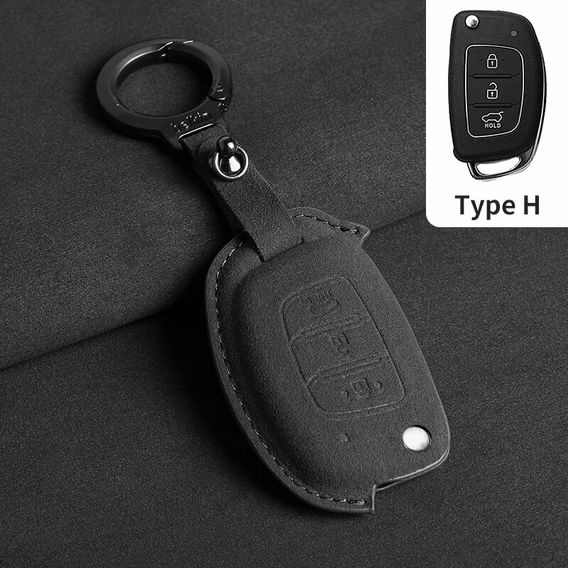 Замшевый автомобильный флип-чехол для ключей, брелок для Hyundai Elantra Tucson Sonata Ix25 I20 Creta Santa Fe GLS Reina, кожаная сумка для ключей от автомобиля
