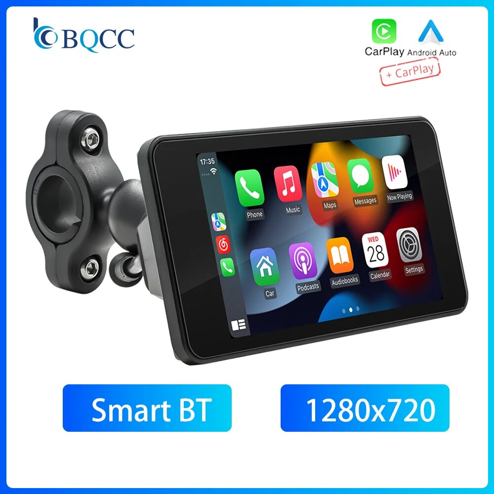 Портативный Навигатор BQCC 4.7' Для Мотоциклов И Автомобилей С Bluetooth, HD Retina Дисплеем, CarPlay, Android Auto, MP5 Плеер