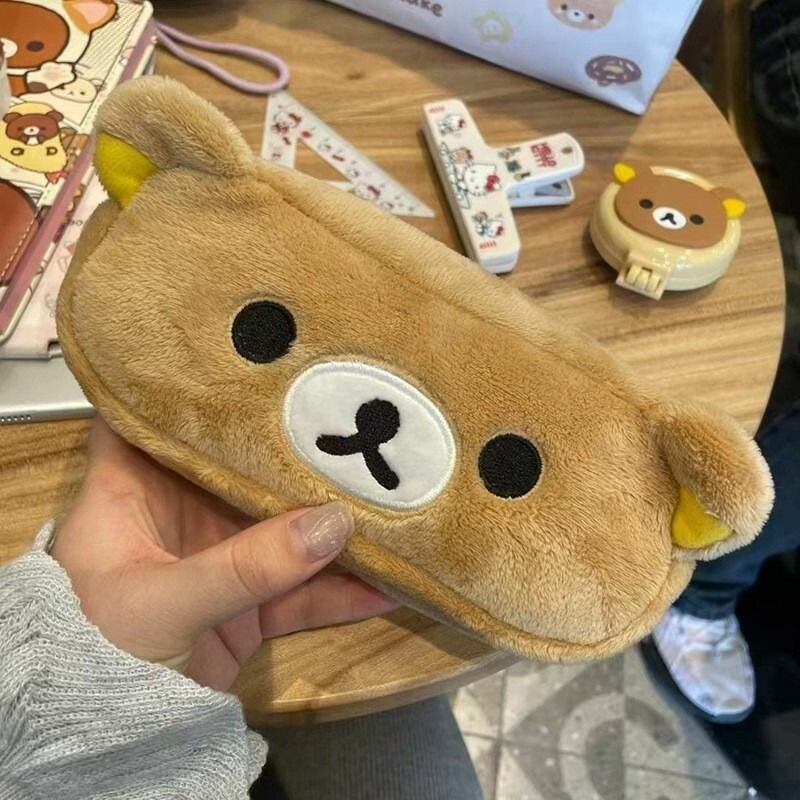 Плюшевый чехол для ручек Rilakkuma для детей и девочек с милым мультяшным медведем, чехол для карандашей