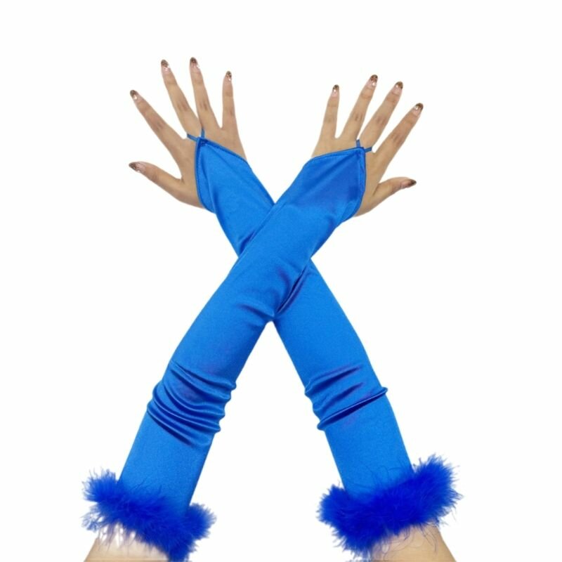Перчатки для вечеринок в стиле ретро с крючком 1920-х годов- синий