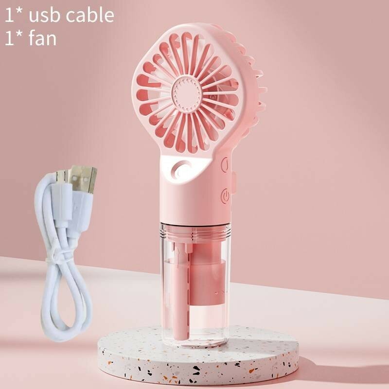 Переносной ручной вентилятор туман usb аккумуляторный мини вентилятор для студентов на воздухе подарок розовый