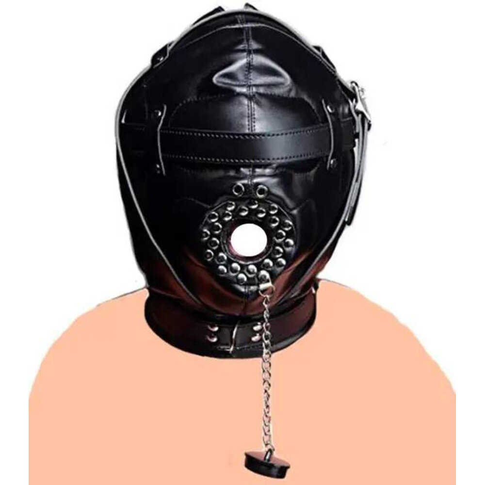 SM кожаная повязка на глаза с капюшоном, маска-кляп на голову, БДСМ-бондаж, секс-игрушки для пар, аксессуары