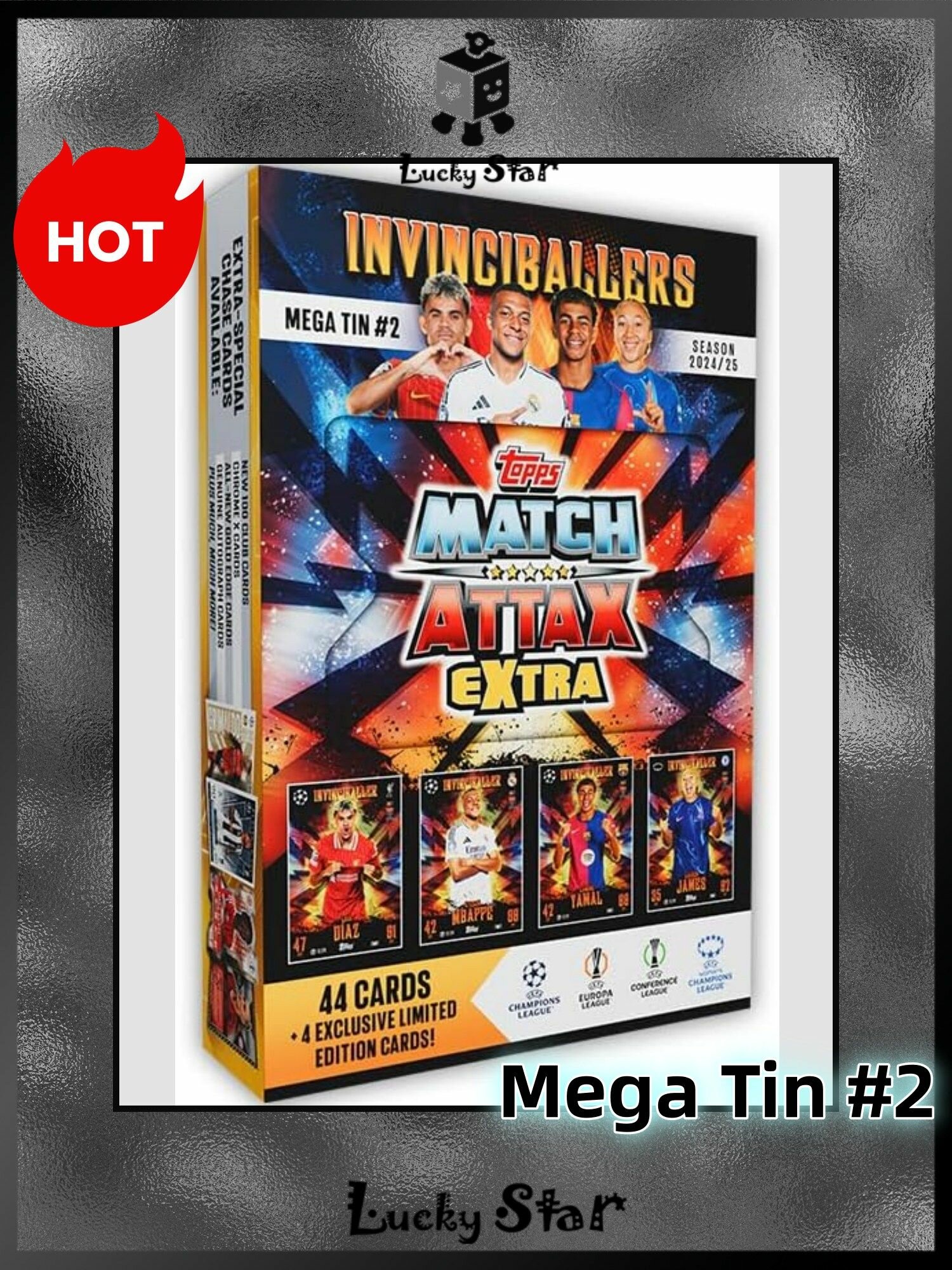 Карточка, Topps Match Attax Extra 2025 - Mega Tin #2 - The Invinciballers! 48 cards including 4 exclusive Invinciballers LE cards, Лига чемпионов, Еврокубки