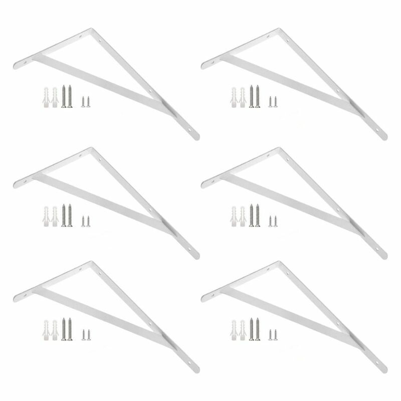 6 простых треугольных кронштейнов из кованого железа, настенных кронштейнов, стеллажей, перегородок, полок-белый-длина 200 мм, высота 120 мм