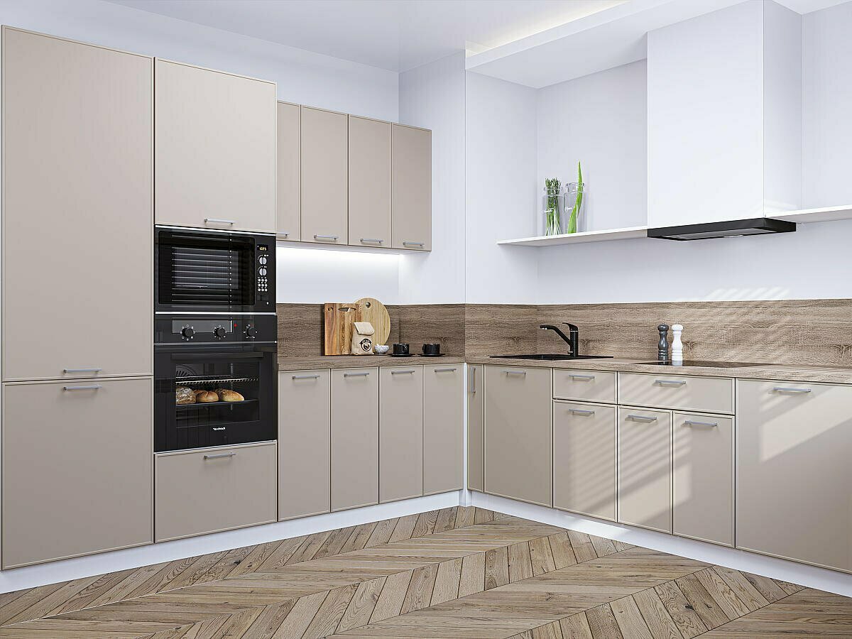 Кухня 2,4 м без столешницы Квадро-02 Готовый кухонный гарнитур 2140*2400-2150*600 Белый-Аквамарин