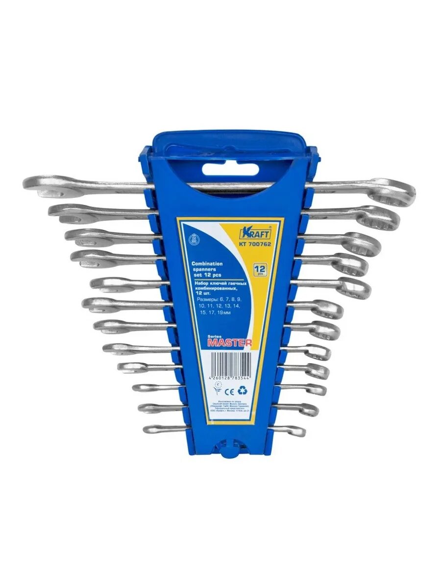 Набор ключей комбинированных 6 пр. 8-17 мм Master холдер (1 шт) Kraft KT700760