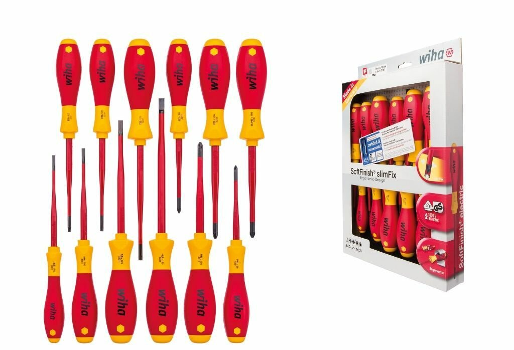 Набор отверток из 12 отвёрток SoftFinish electric slimFix 3201 K12 WIHA 41003 / 6356 0055 Fplus