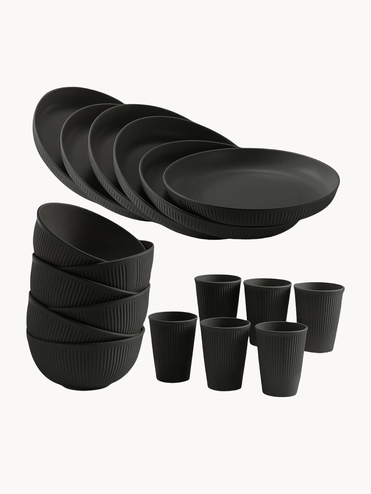 Сервиз обеденный "Без бренда", 18 предметов, пластик, черный