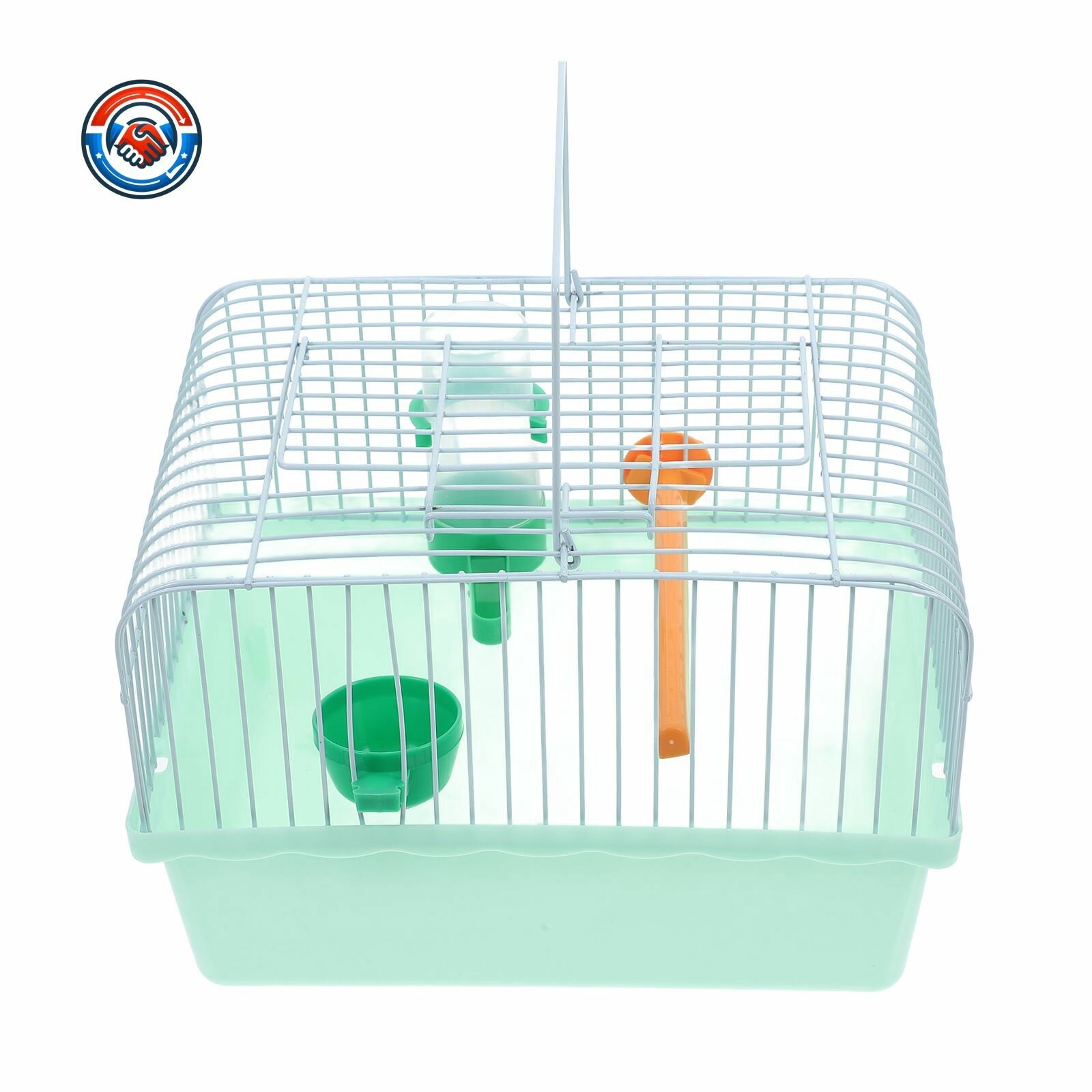 Переносная клетка для птиц с насестом и кормушкой, компактная travel-клетка для попугаев и неразлучников, лёгкая и прочная, светло-зелёная