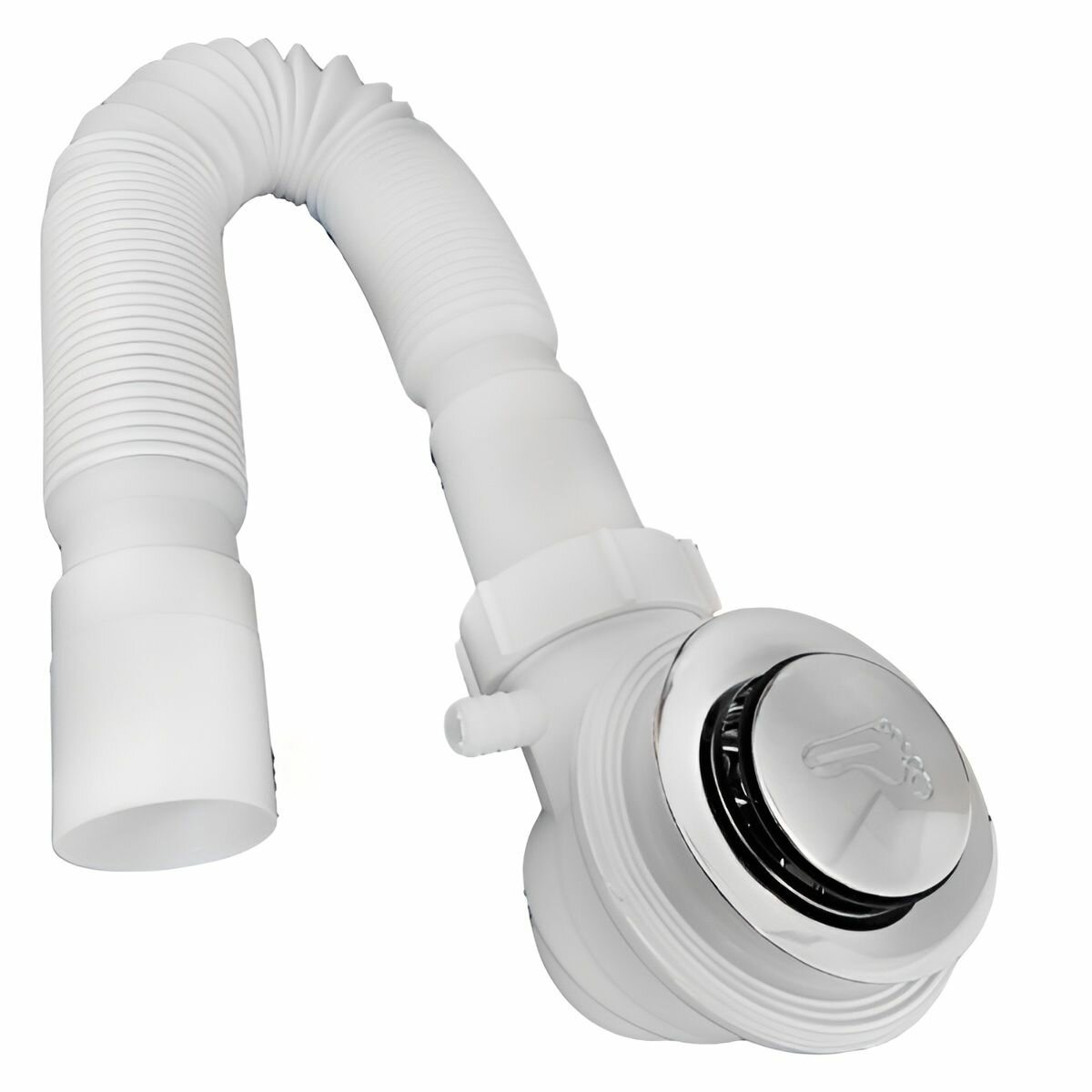 Слив сифон поддона душевой кабины, Click-Clack донный клапан, длинная гофра 870 мм с выпуском 40 мм. Сифон с возможностью подключения парогенератора