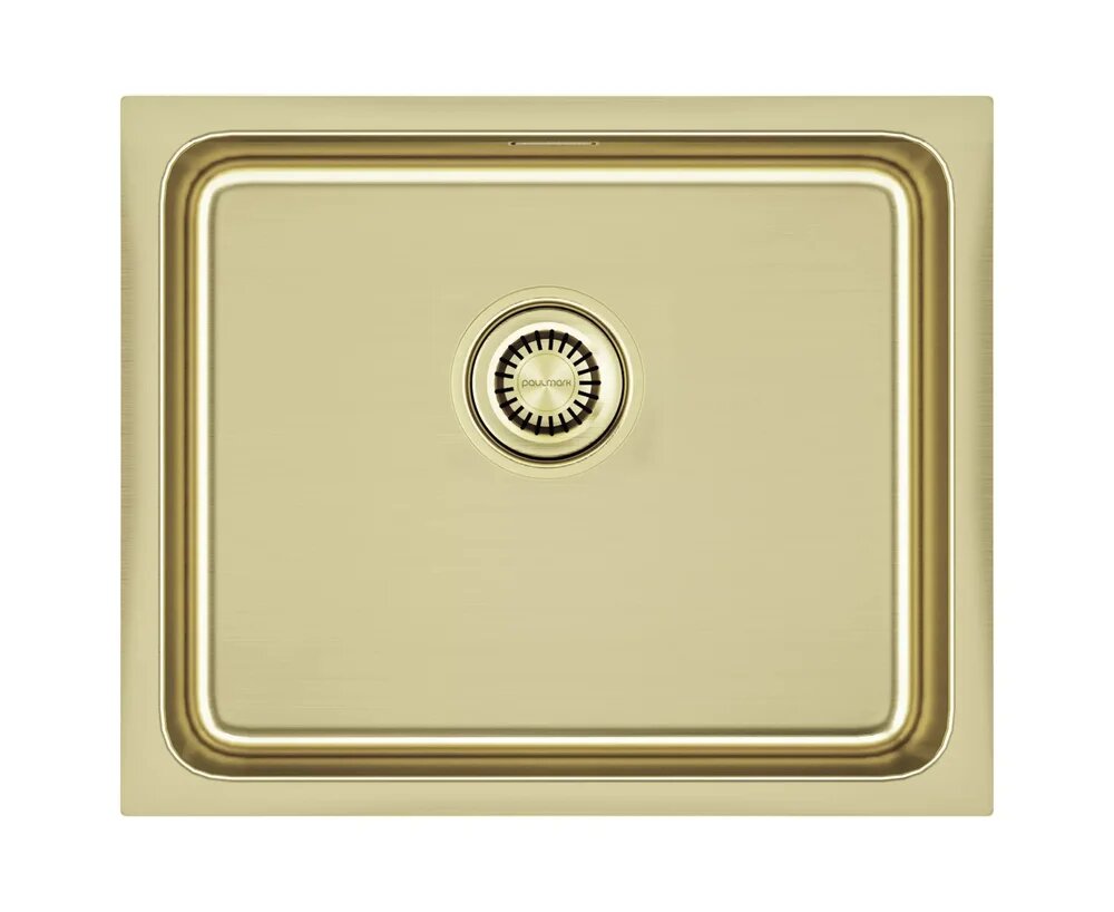 Мойка кухонная Paulmark Vista PM305444-LG металлическая, 54x44, прямоугольная, мойка для кухни, под столешницу, золотая