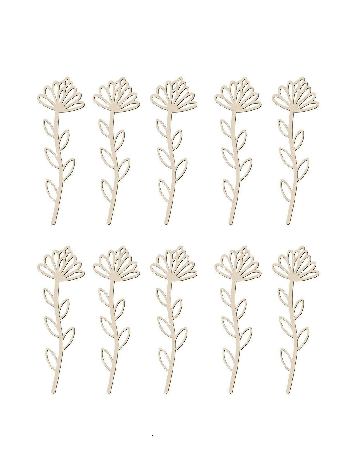 Деревянные Декоры Из Полевых Цветов Набор Деревянных Цветов Вырезанные Знаки Стебли Полевых Цветов для Поделок Своими Руками, Наполнители Для Ваз Праздничные Декоры Для Дома