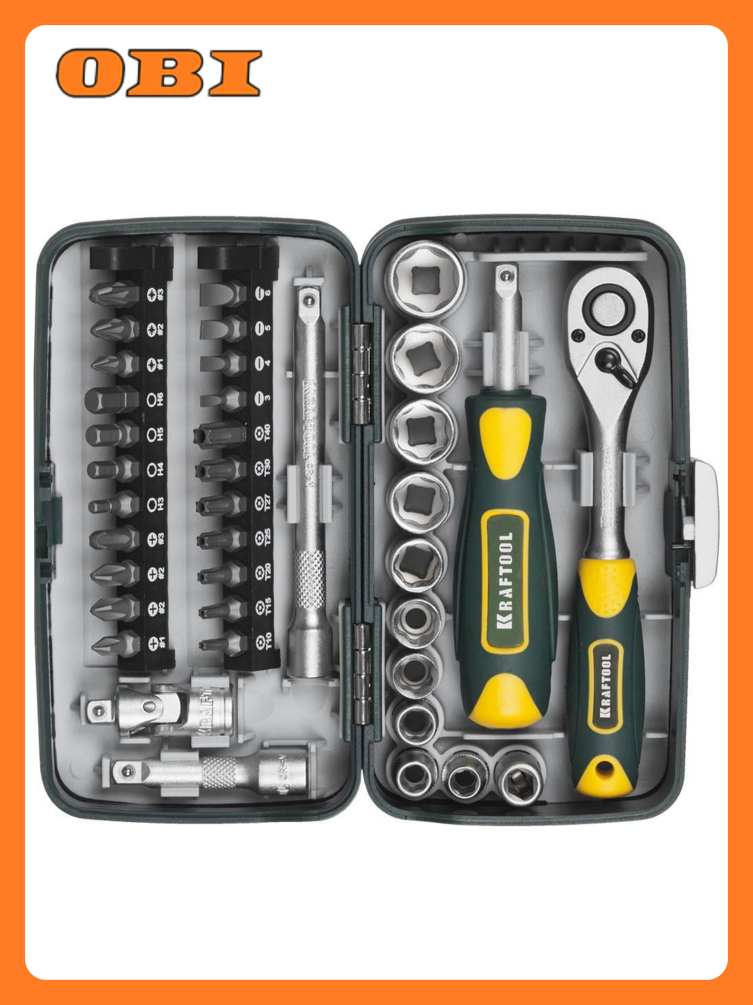 Набор инструментов Kraftool, 38 элементов, хромованадиевая сталь, кейс