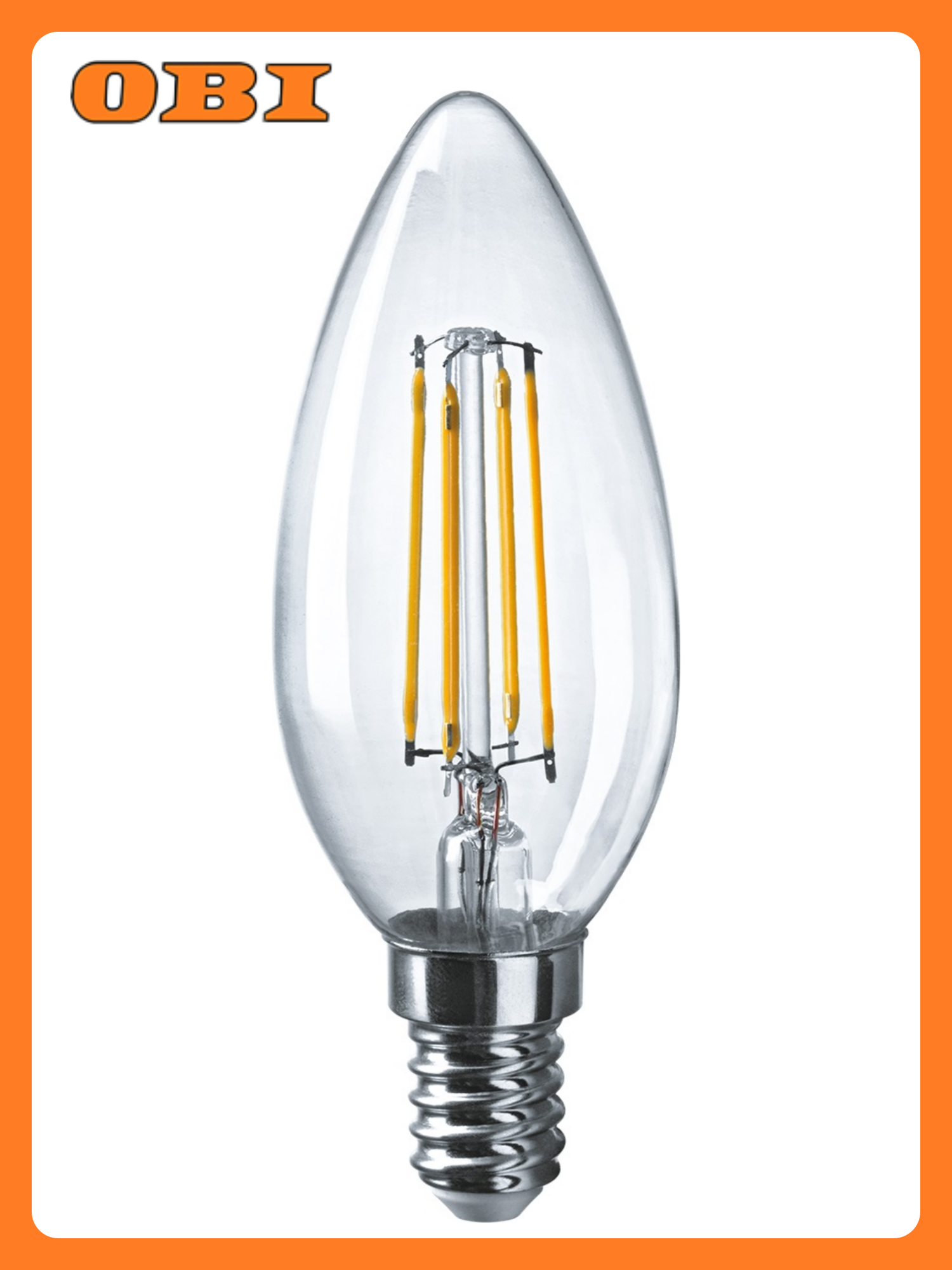 Лампа Navigator Filament, E14, 6Вт, 2700K, колба свеча, бесцветная