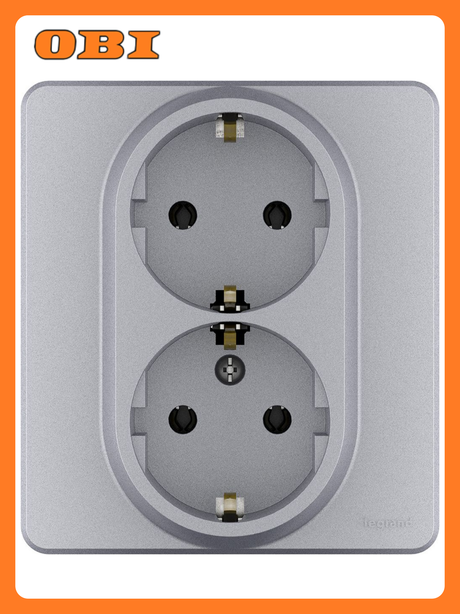 Розетка Legrand Inspiria, 2x2К+3, алюминий, с подсветкой, заземление, защитные шторки