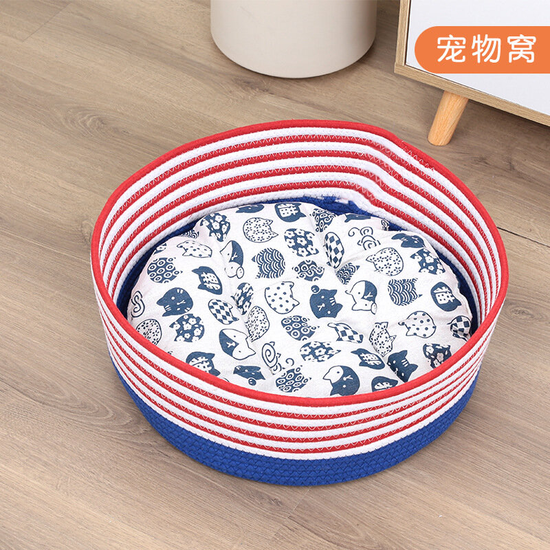 Матрас для кошек для использования в любое время года, мягкий коврик, лежанка для кошек из хлопкового каната, моющиеся