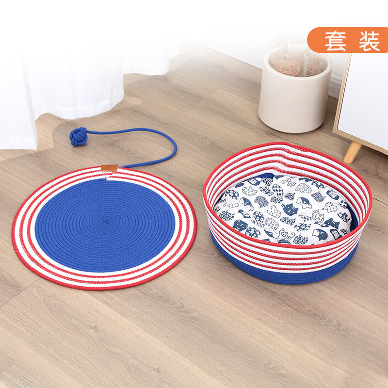 Матрас для кошек для использования в любое время года, мягкий коврик, лежанка для кошек из хлопкового каната, моющиеся