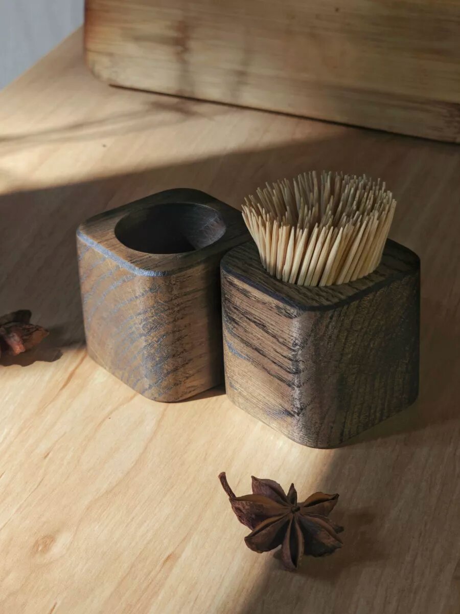 Подставка для зубочисток Domus Horomus, дуб, ручная работа, 2 шт.