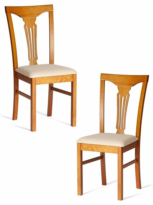 Комплект стульев TetChair Hermes со спинкой и мягким сиденьем, массив, ткань, темный орех/песочная ткань 2 шт.