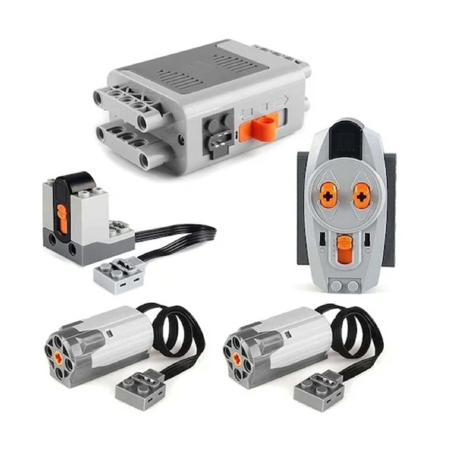 Совместимые с LEGO строительные блоки моторная силовая группа аксессуары для конструктора MOC технология PF 50 продленный штукатур, моторы размера M*2, беспроводной пульт управления 2.4GHz*1, беспроводной приемник 2.4GHz*1, держатель батарей АА*1