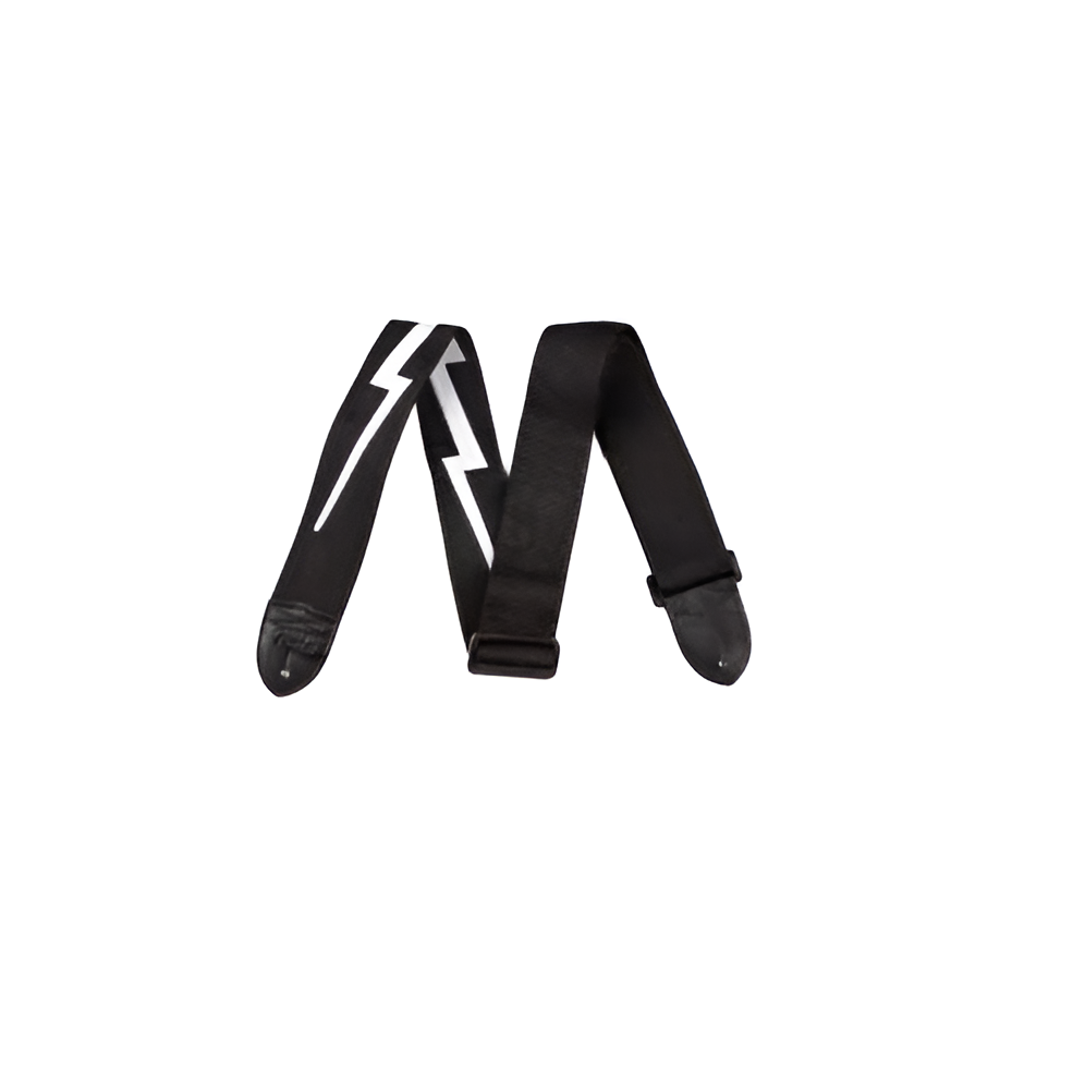 Ремень для гитары FENDER 2.5" Nylon Lightning Bolt Strap Black A050822, черный, рисунок молния