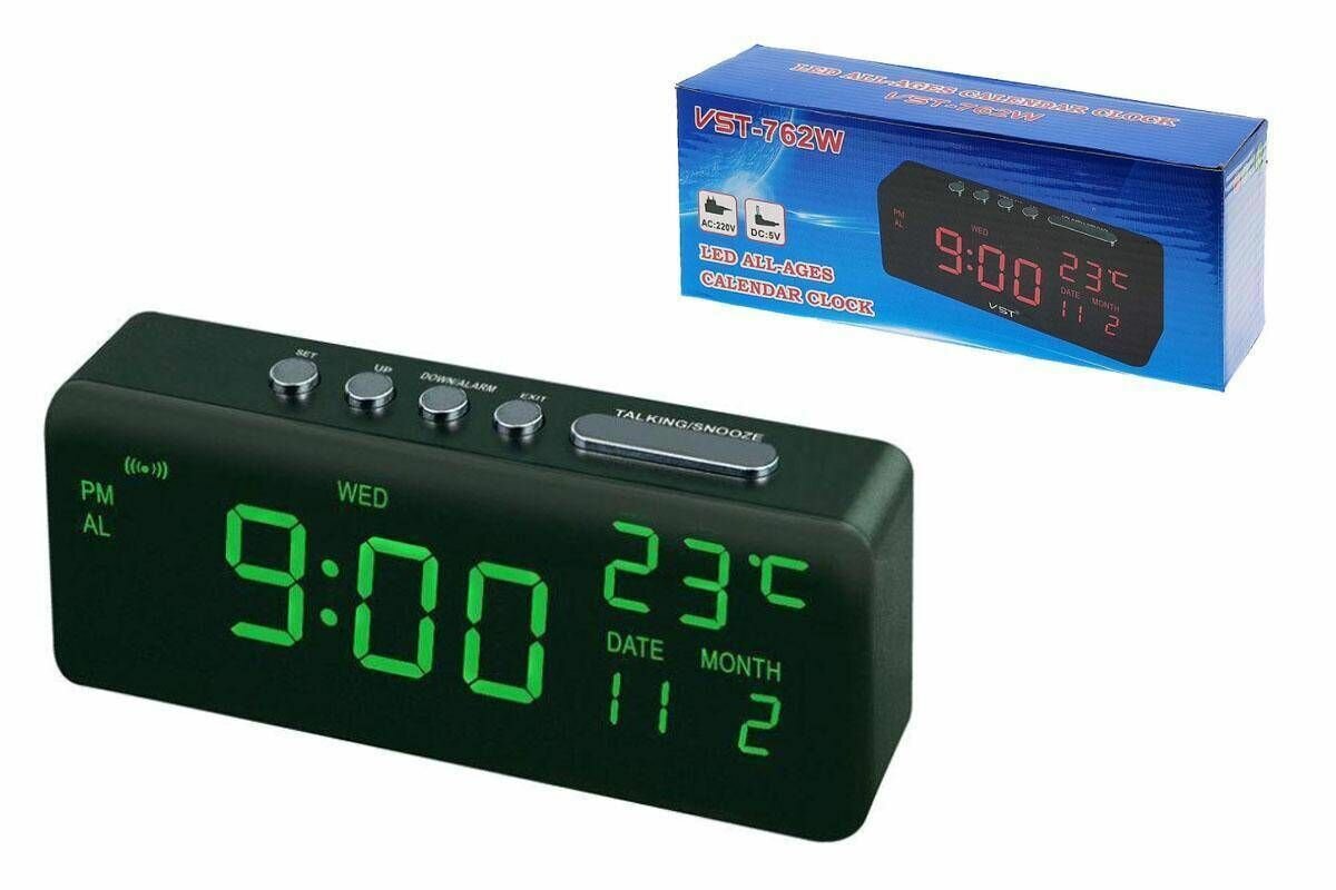 Настольные часы будильник электронные VST 762W