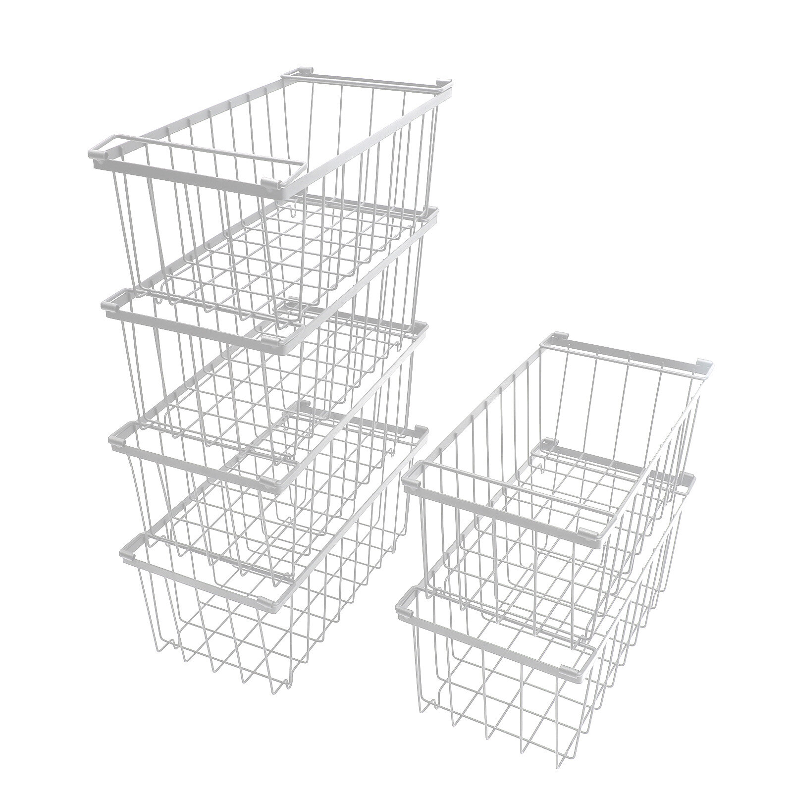 Корзины для морозильной камеры Штабелируемая проволочная корзина Многофункциональный органайзер для мусора с ручкой 6 шт. Белый