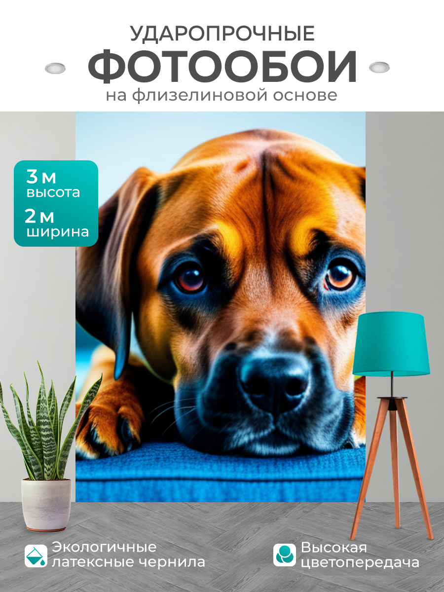 Фотообои моющиеся ударопрочные "С собакой" 200x300 см. флизелиновые на стену