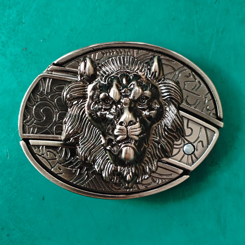 Ковбойская пряжка для ремня ножом с лев голова бляха на ремень мужской 40мм