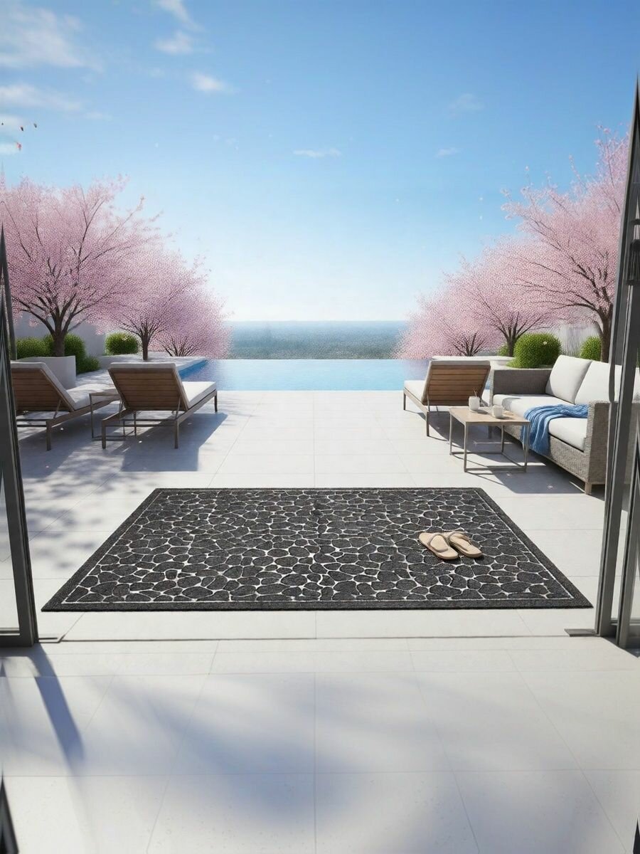 Галька Морская", 40х60см, серый // Коврик придверный влаговпитывающий "Kovrik Line