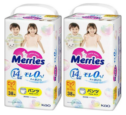 2x Merries трусики XL (12-22 кг) 38 шт.