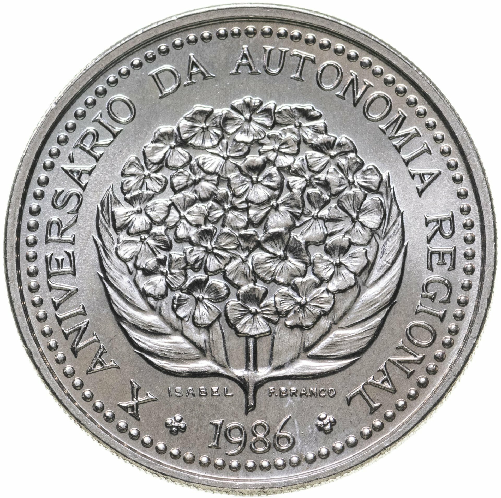 Португалия 100 эскудо escudos 1986 "10 лет автономии Азорских островов", Мельхиор медь-никель, в сохранности VF-XF