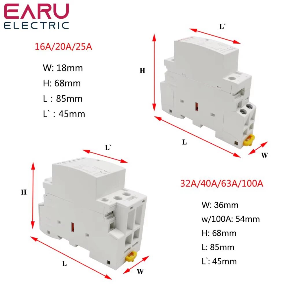 Контактор переменного тока EARUELETRIC 40A 24V DC 2NC