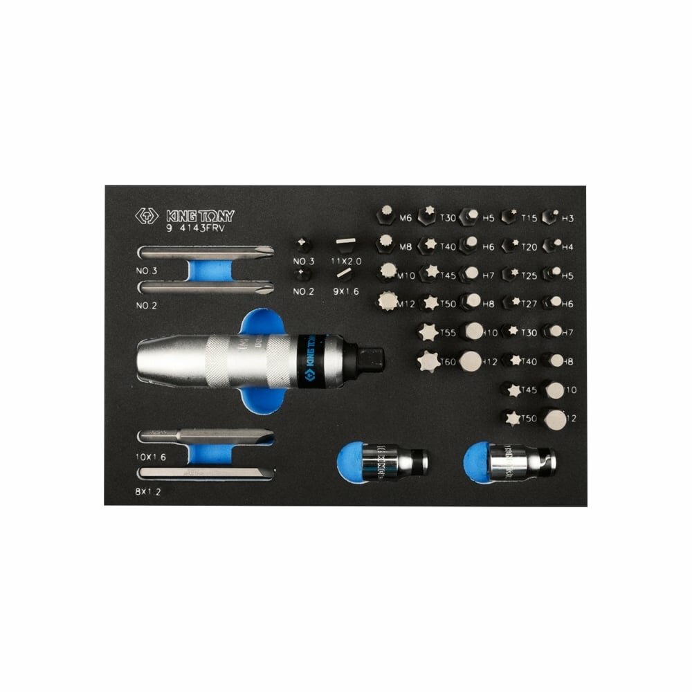 Набор торцевых насадок, бит и ударная отвертка, ложемент, 43шт KING TONY 9-4143FRV