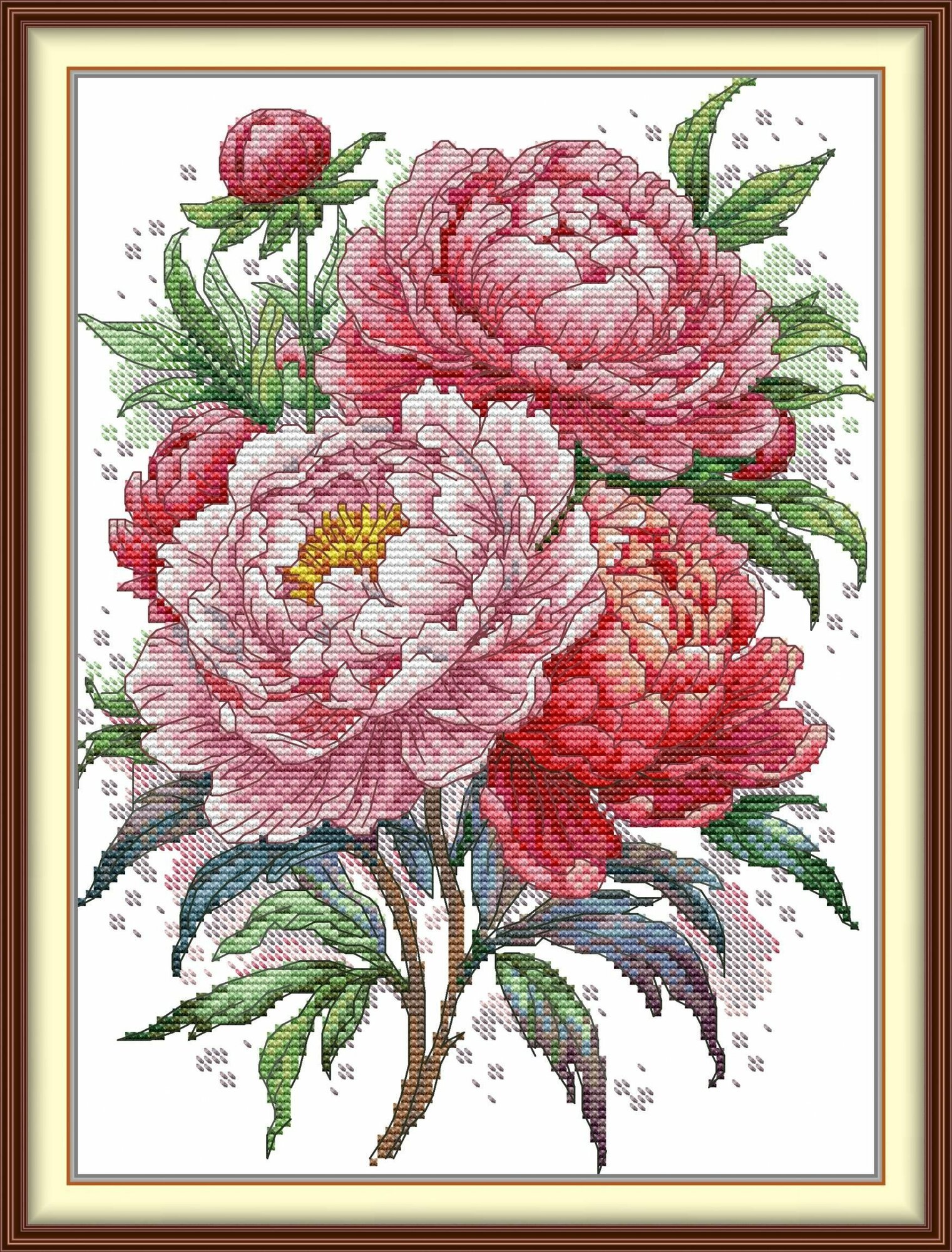 Эксклюзивный набор для вышивки крестом NKF, схема Букет пионов 33 на 41 см для 11CT