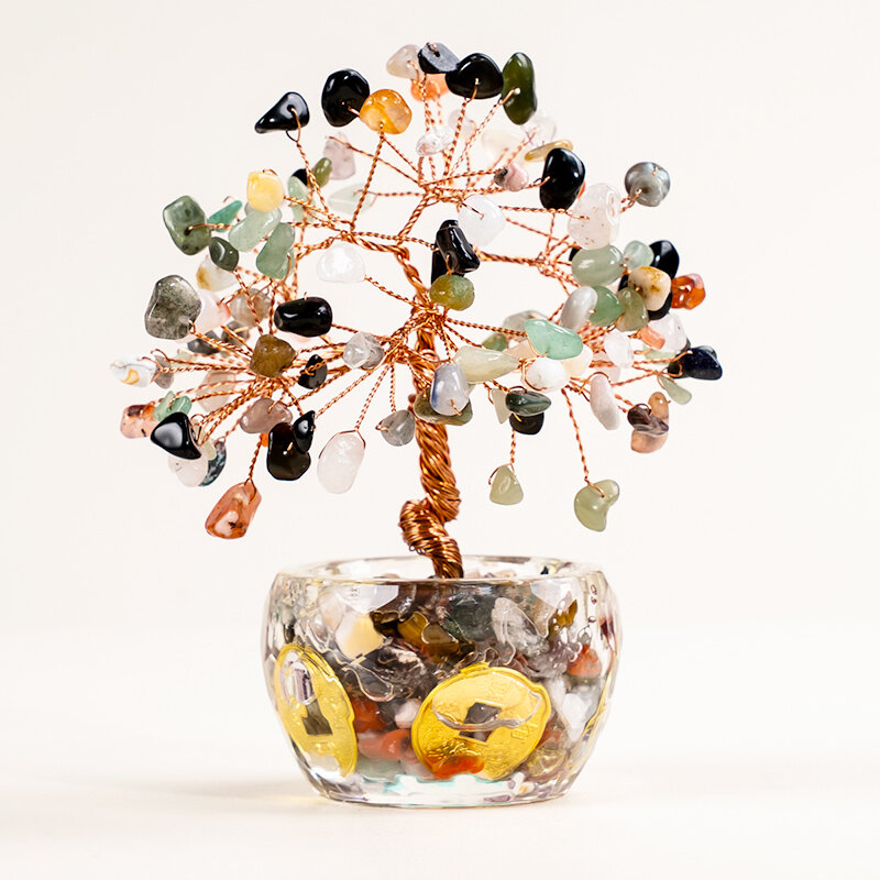 Натуральный кристалл, денежное дерево, кристаллическое украшение, привлекающее богатство, кристаллическое дерево, настольное украшение