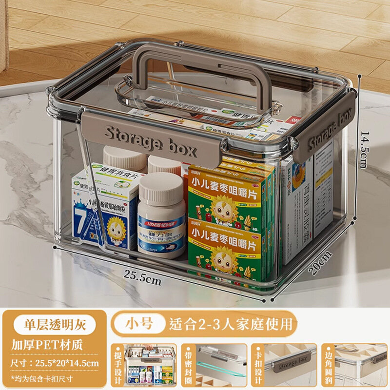 Домашняя многослойная портативная аптечка, семейная большая емкость для хранения, большая аптечка, прозрачная пластиковая аптечка