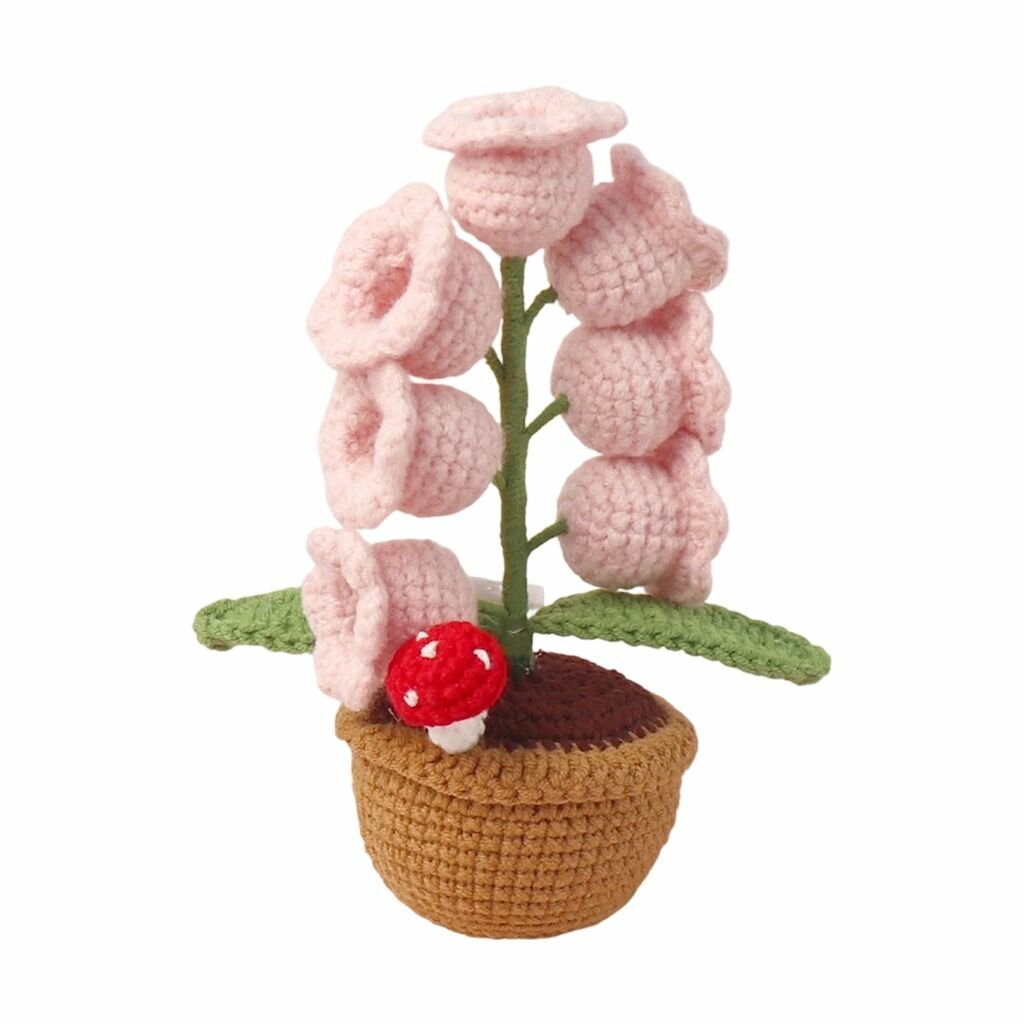 Ландыш шерстяной в горшке-розовый-без света