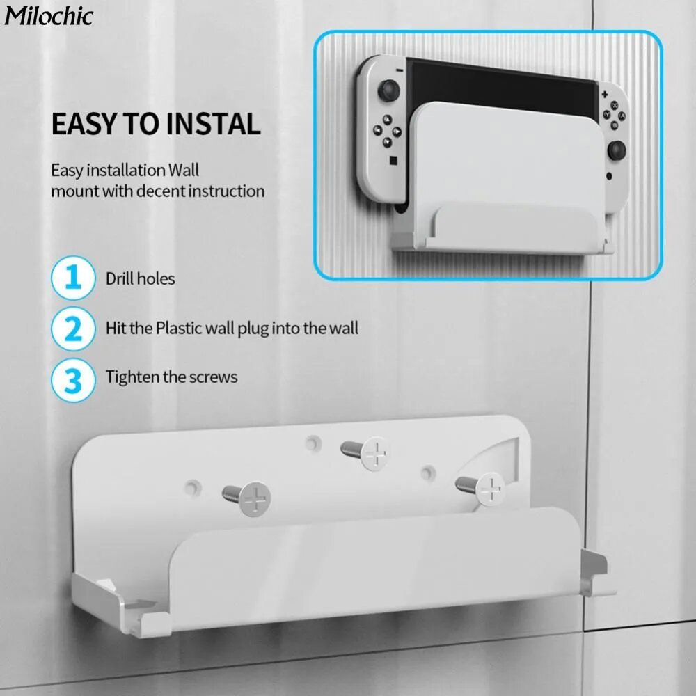 Настенный держатель для Nintendo Switch и Switch OLED с вентиляционными отверстиями прочное крепление, надежная фиксация консоли